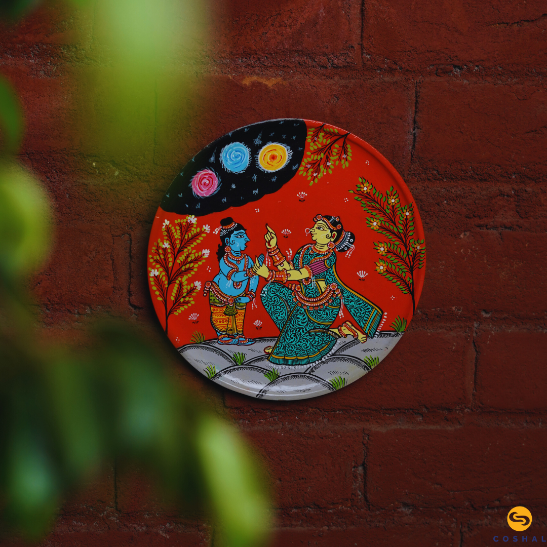 Krishna Yashoda Wall Plate | Traditional Handpainted Pattachitra Wall ...